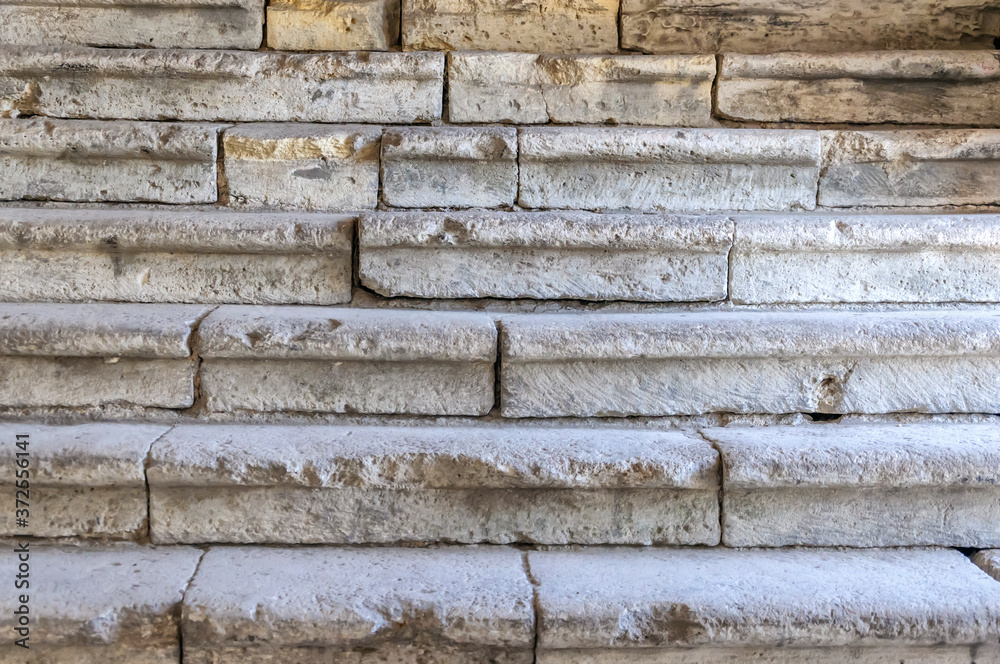 Very old stone stair treads with deformed surfaces. Stock Photo | Adobe ...