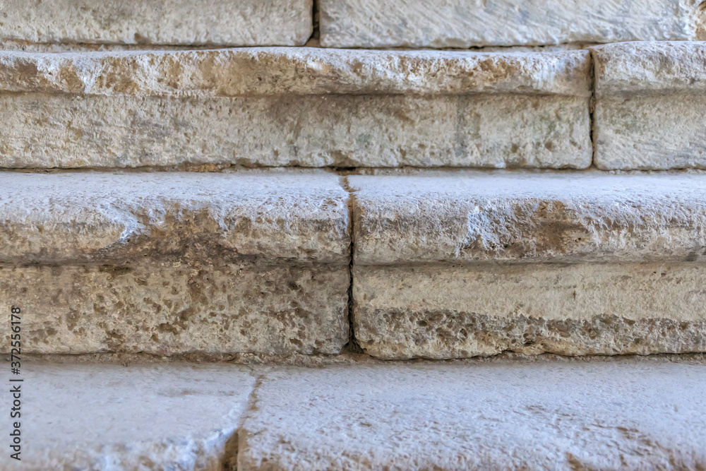 Very old stone stair treads with deformed surfaces. Stock Photo | Adobe ...