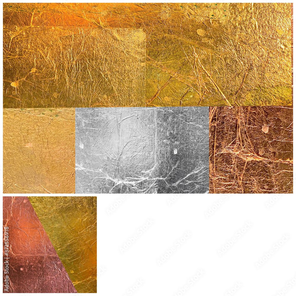 gold silver bronze background texture collage gilding, rolled plating ...