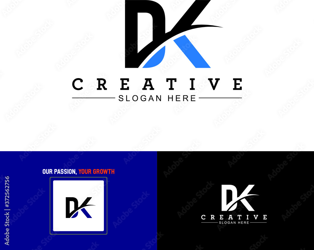 DK Logo Letter Design, dk Logo Design For Vector Stock Vector | Adobe Stock
