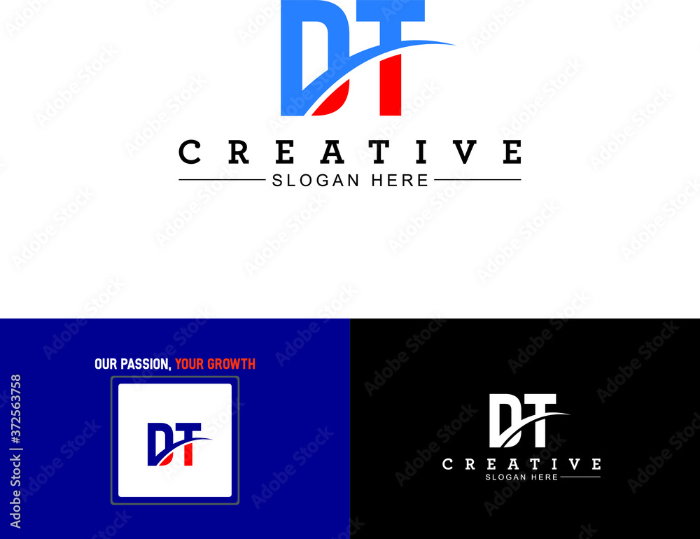 Dt Logo Design, dt Logo For Vector Stock Vector | Adobe Stock