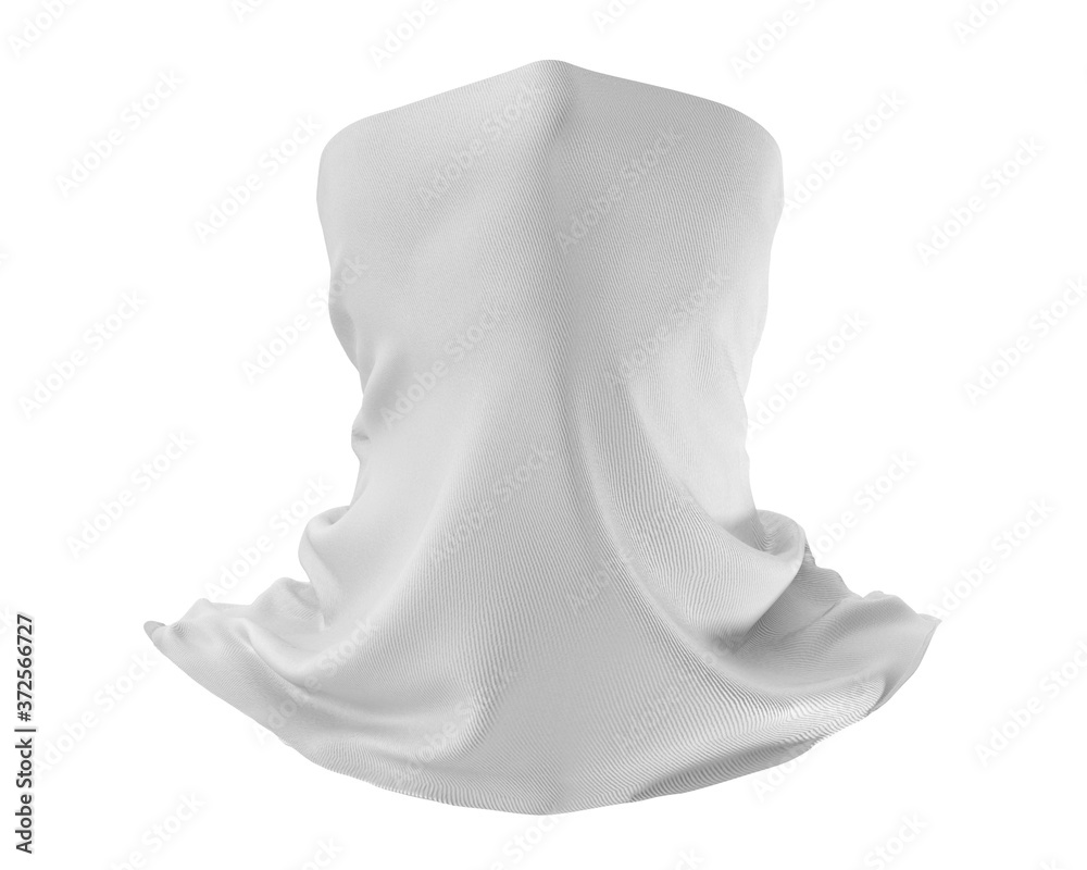 White Neck gaiter mockup, Blank Fabric necker dust proof 3d Rendering ...
