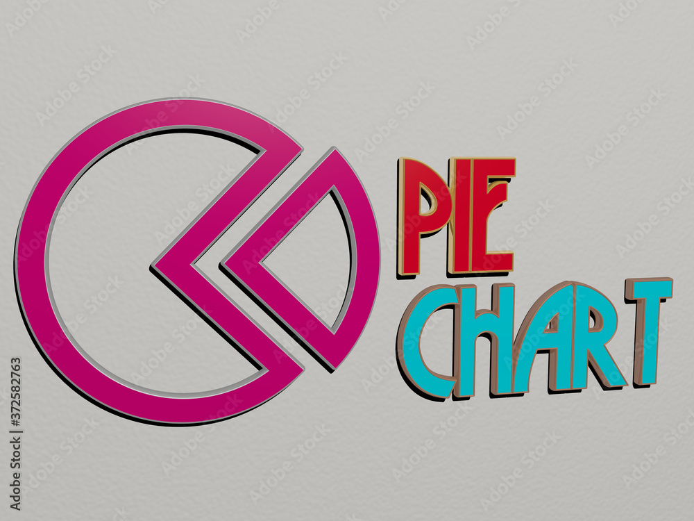 3D graphical image of PIE CHART vertically along with text built by ...