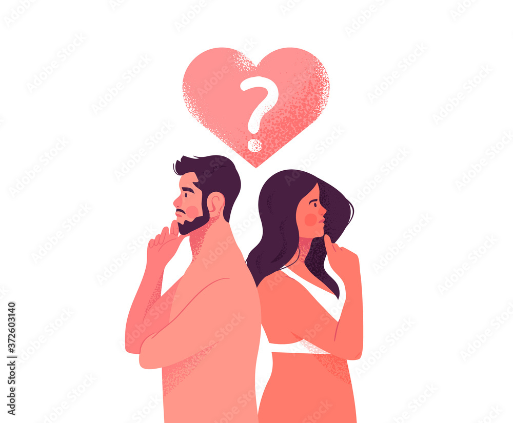 Hetrosexual Couple Thinking About Love Life Sexuality Or Relationship