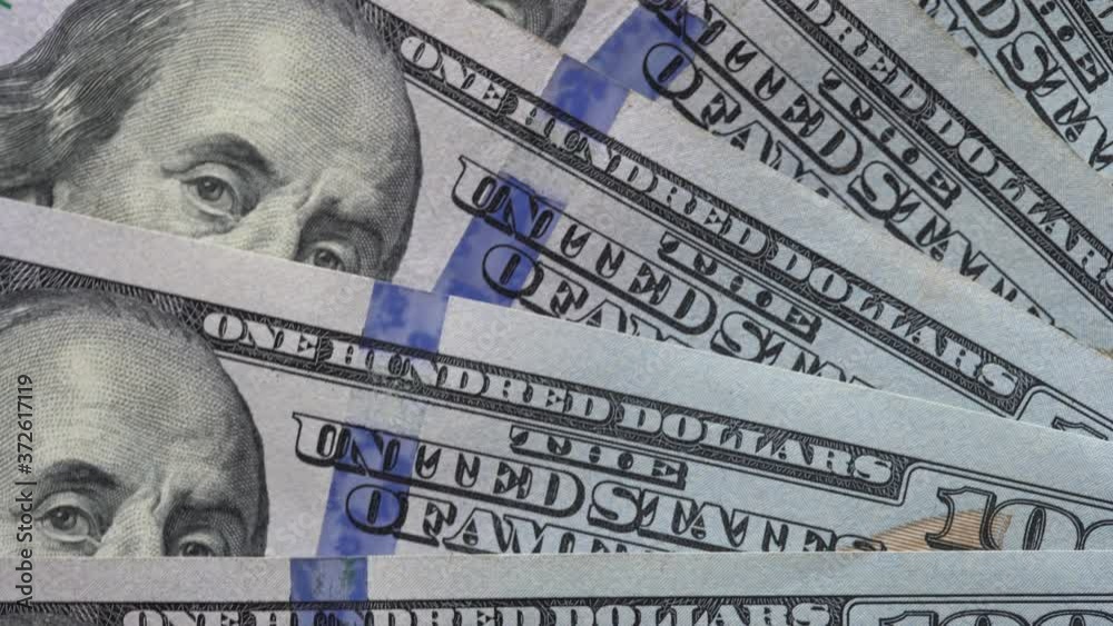 Rotation paper money close up. Background with money american hundred ...