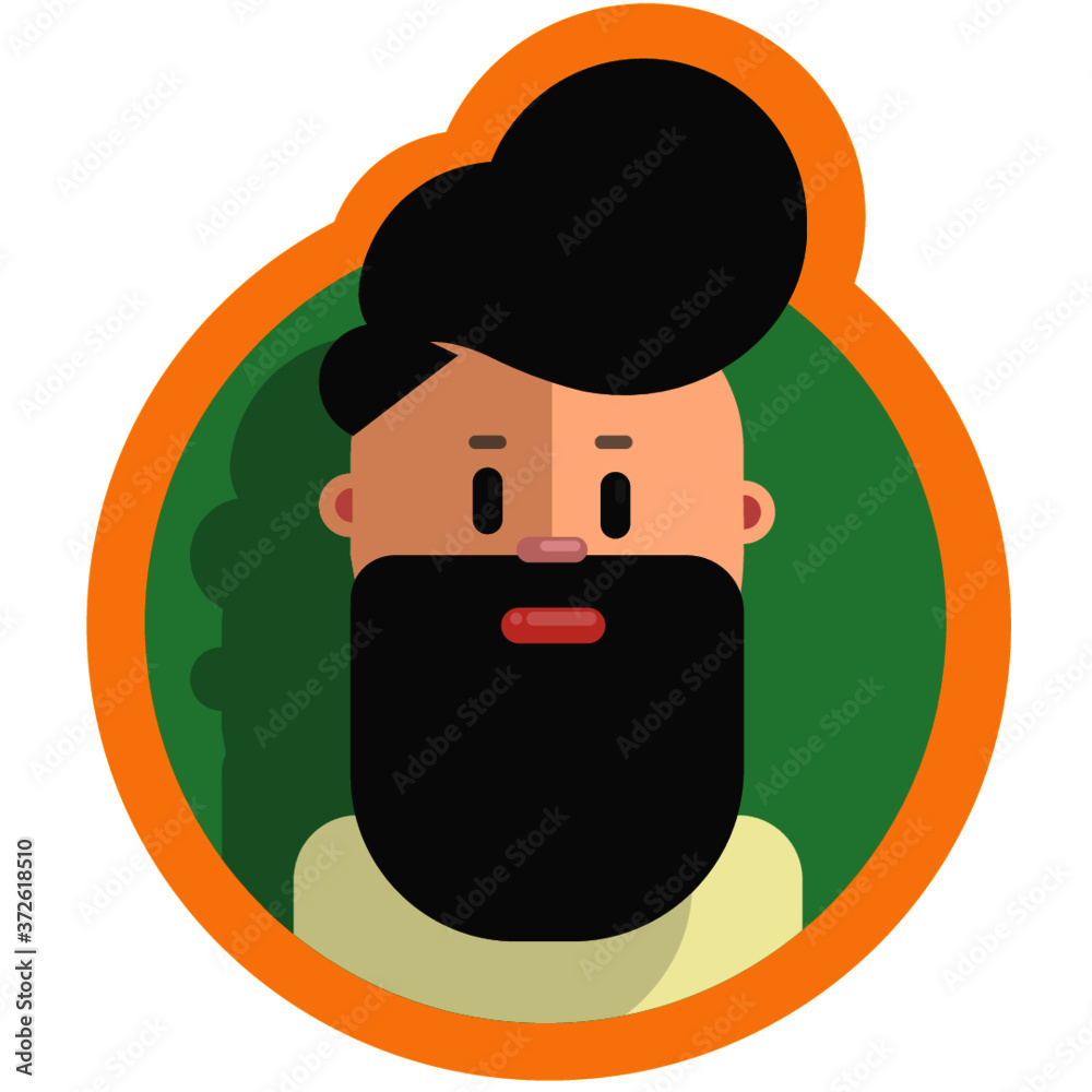 Character Vector with beard, icon illustration, cartoon character beard ...