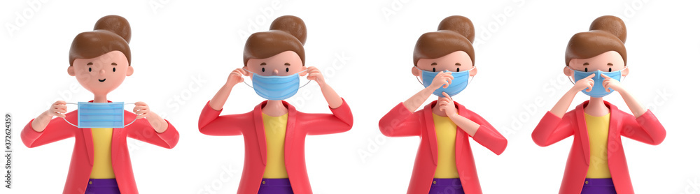 How to wear a mask correct. Woman presenting the correct method of ...