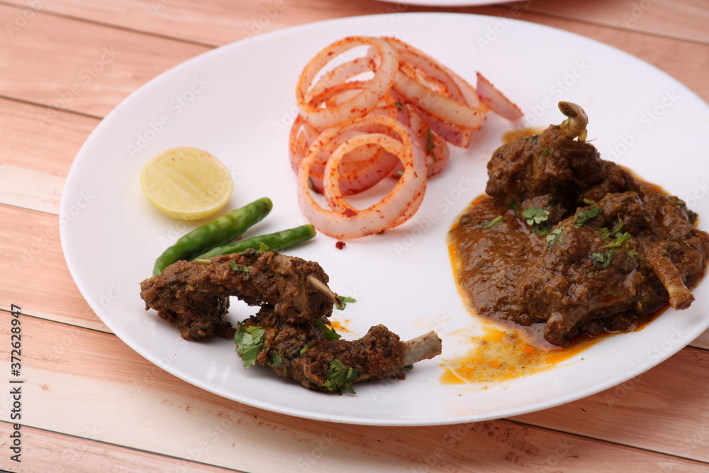 Bhuna Gosht Mutton masala OR Indian Lamb masala and mutton curry Served ...
