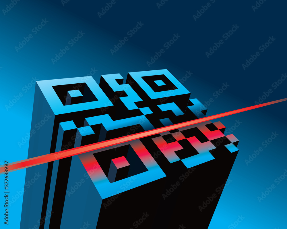Scan QR code in 3D illustration, Vector Stock Vector | Adobe Stock
