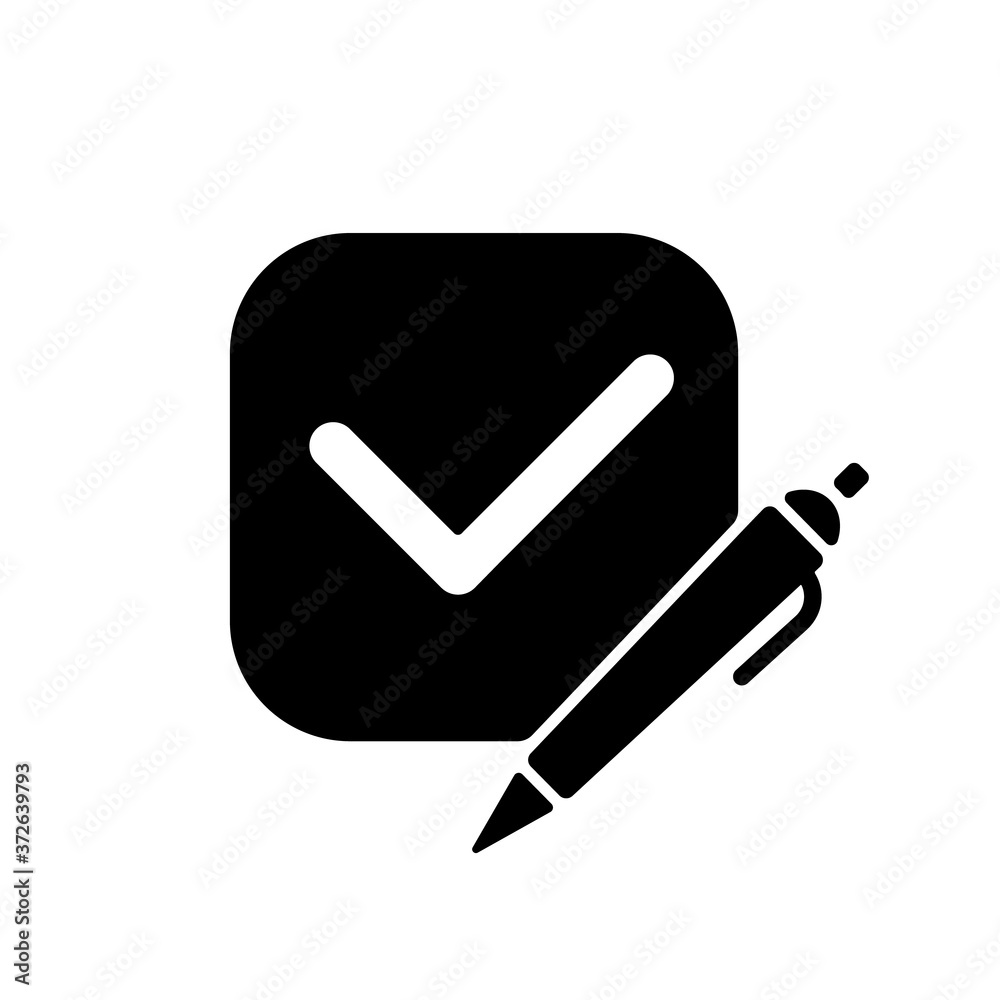 Survey check black glyph icon. Tick in checkbox. Choose option in ...