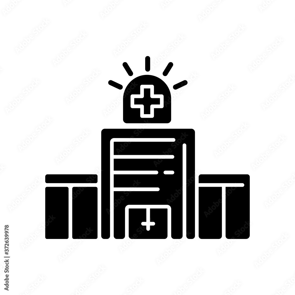 Walk in clinic black glyph icon. Medical facility. Urgent care center ...