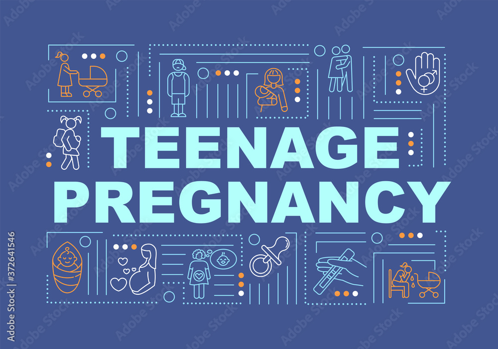 Teenage pregnancy word concepts banner. Social issue of adolescent ...