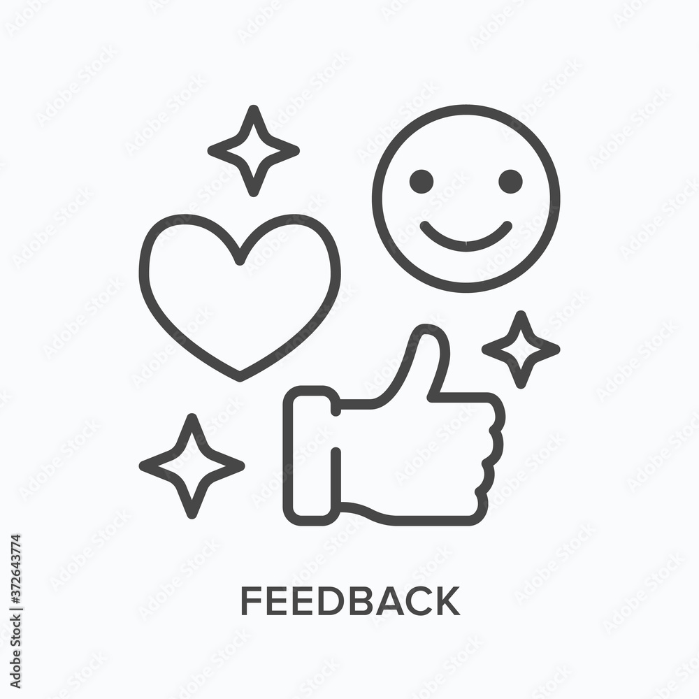 Feedback flat line icon. Vector outline illustration of customer ...