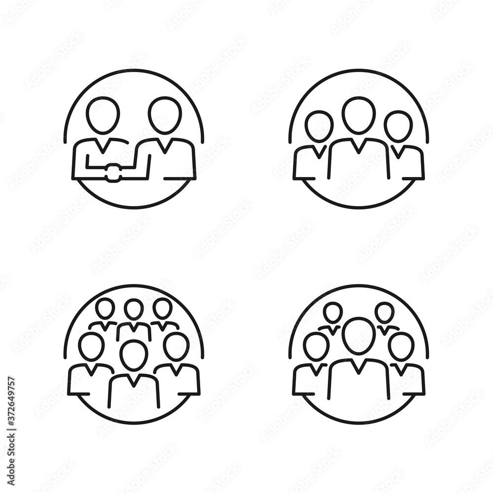 People icons in thin outline creative design - couple of partners ...
