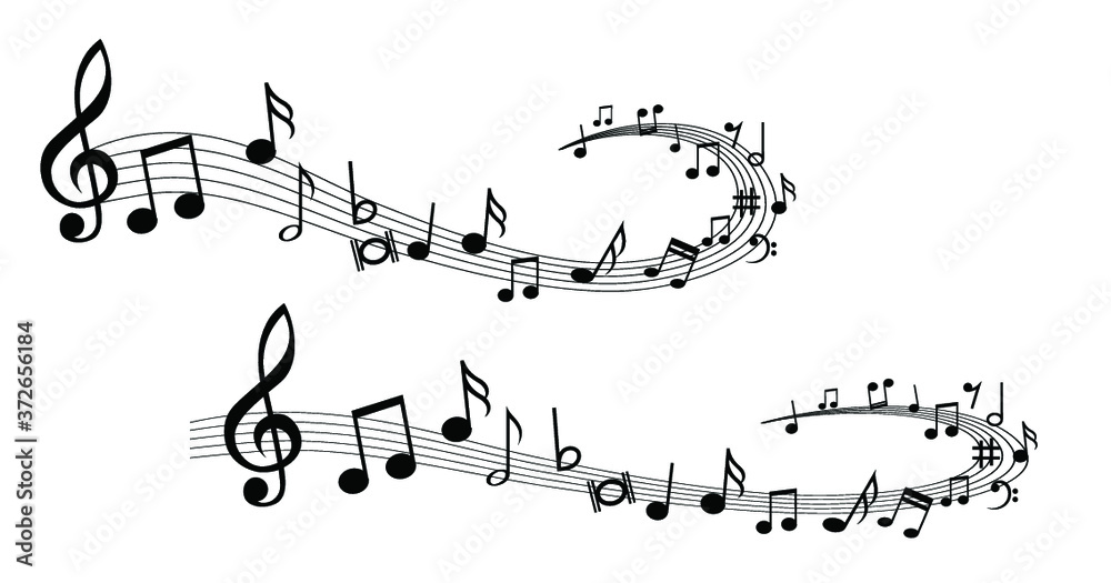 Musical notes stave line pattern symbols icon for staff and music note ...