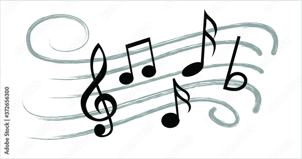 Musical notes stave line pattern symbols icon for staff and music note ...