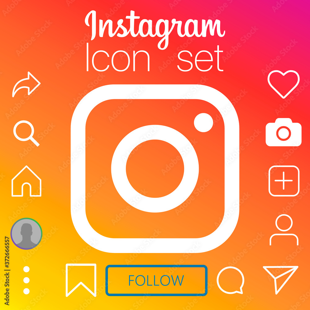 Internet communication social media instagram icons. Vector interface ...