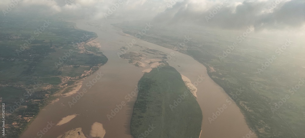 A view of Ganga river from the sky Stock Photo | Adobe Stock