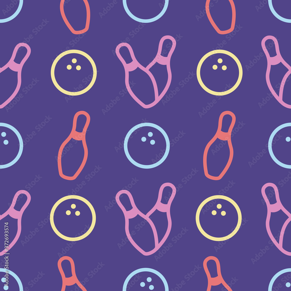 Seamless bowling vector pattern. Sport background. Bowling club ...