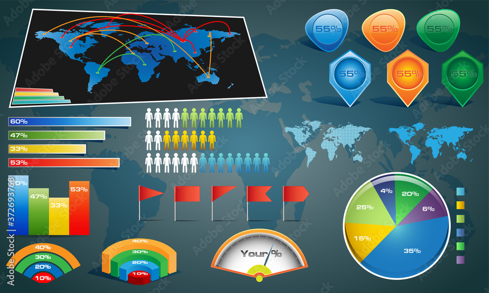 Diagram template vector 3d set infographic elements Stock Vector ...