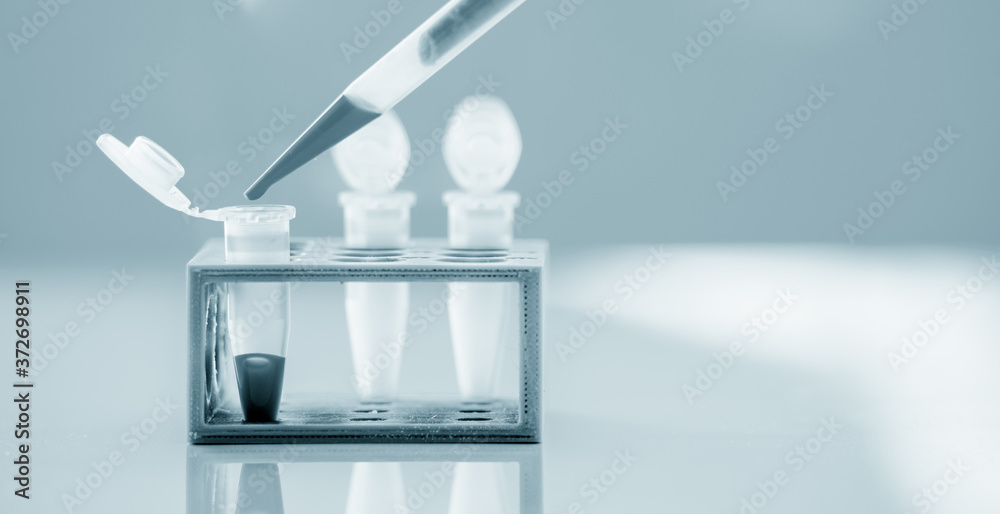 PCR Tube Strips Well and Pipette in genetic research laboratory close ...