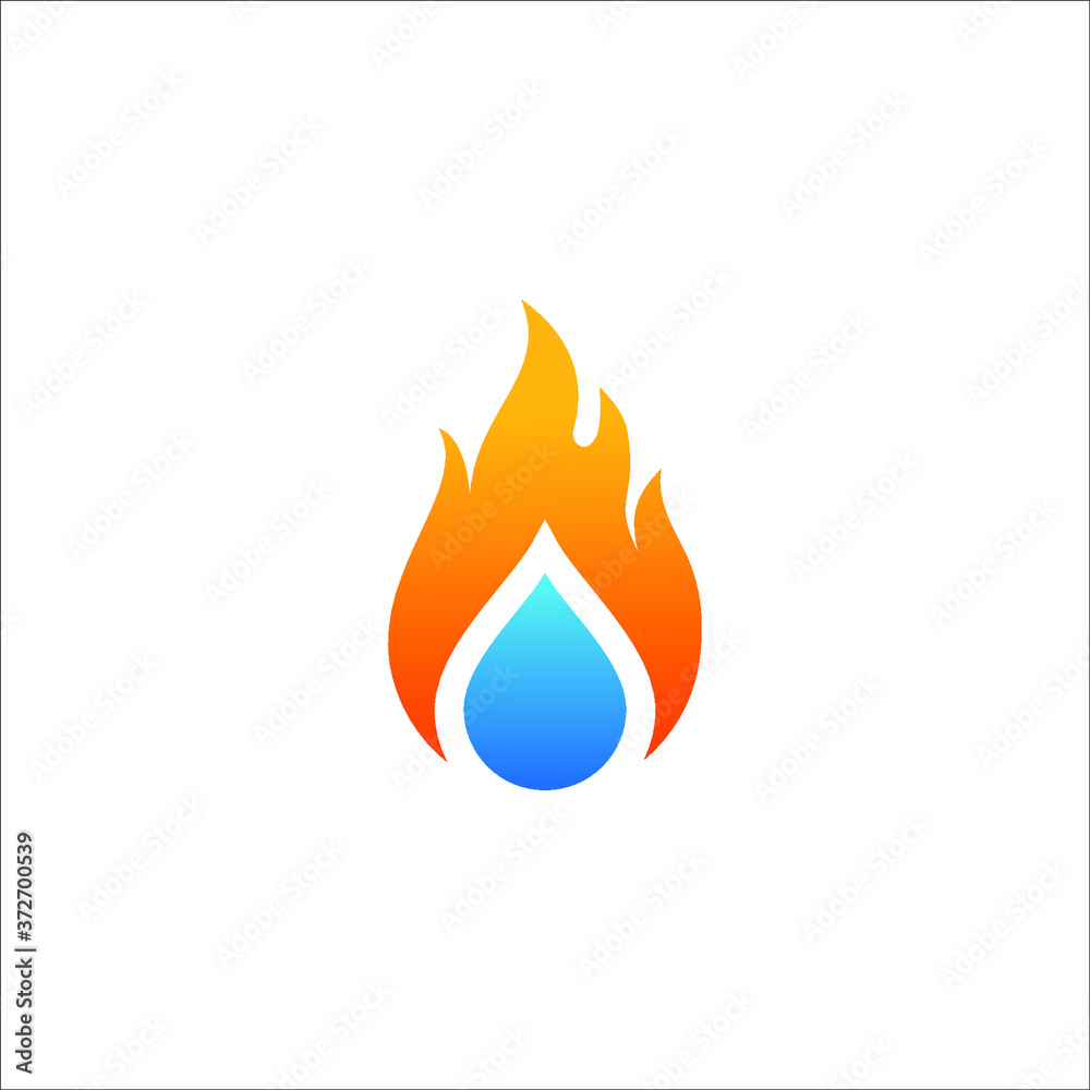 Fire and water icon logo template design Stock Vector | Adobe Stock
