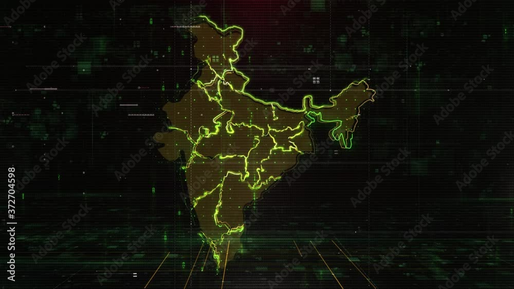 India map digital background loop 4k Stock Video | Adobe Stock