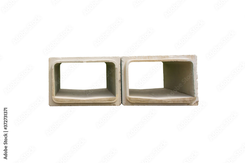 Two reinforced concrete box culverts isolated on a white background ...
