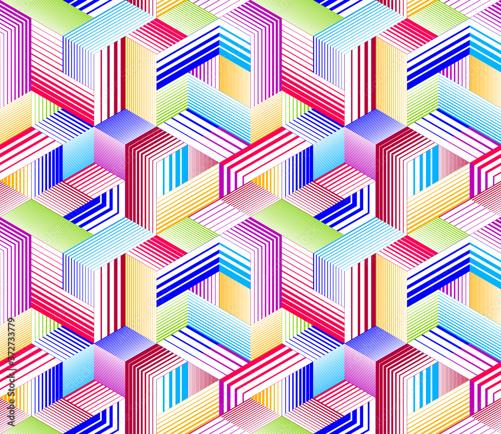 Seamless cubes vector background, lined boxes repeating tile pattern ...