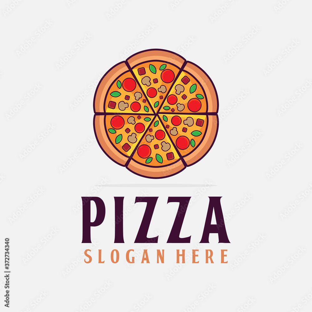 pizza logo illustration pizzeria fast food junk food delivery vector ...