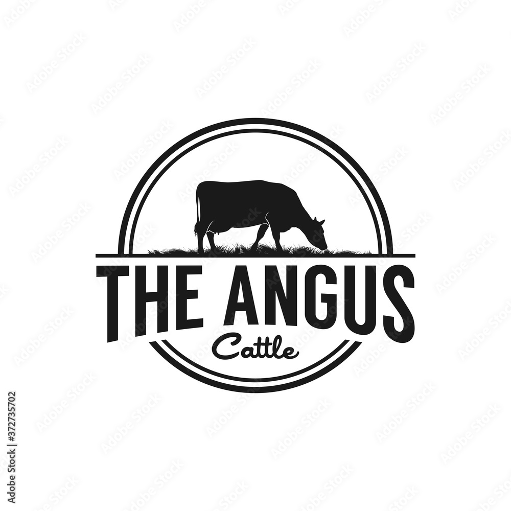 Retro Vintage Cattle Angus logo design template Stock Vector | Adobe Stock