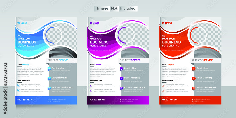 Corporate Business Flyer Design Template with 3 Various Options. Vector ...