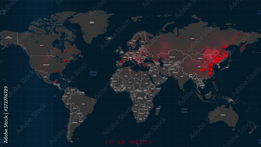 World map of disease statistics on COVID-19. Animation of Coronavirus ...