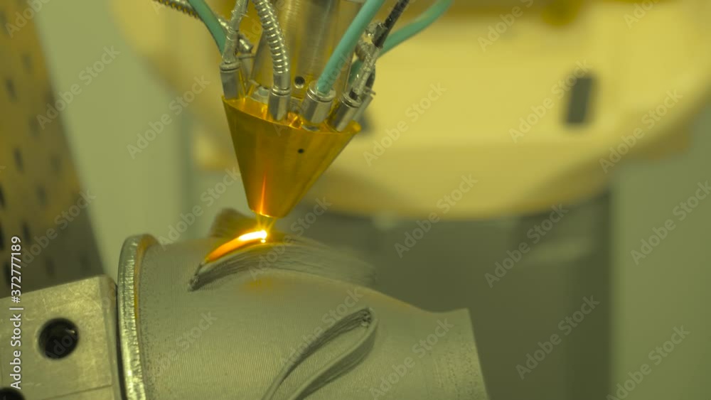 Metalworking, robotic, industrial concept. Direct metal deposition ...