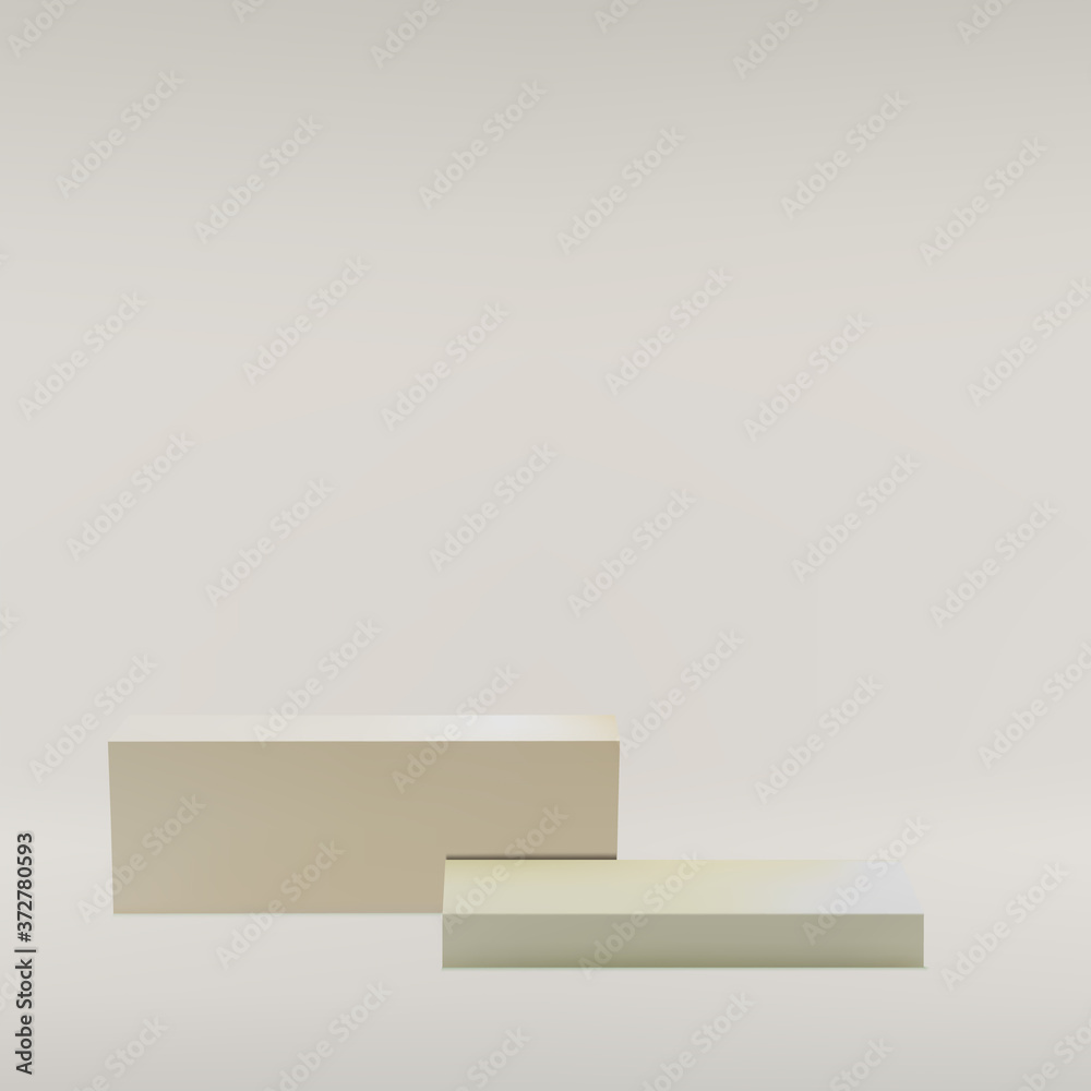 White boxes podium on a white background, studio. For product display ...