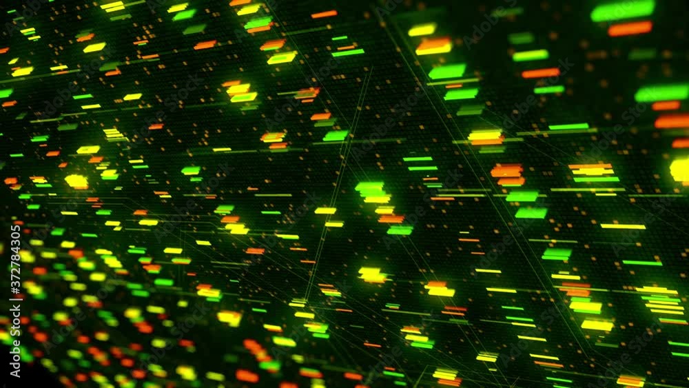 Digital data moving on black background, seamless loop. Animation ...