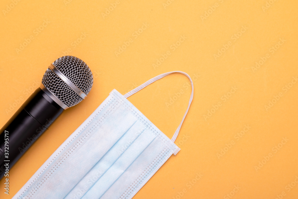 Keep wearing mask while speak. Top view new preventive face mak and ...