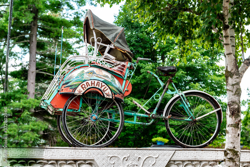 Tricycle rickshaw with sidecar front Stock Photo | Adobe Stock