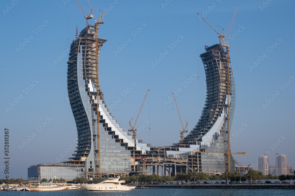 Unique buildings in construction locates at Lusail Marina Park Doha ...