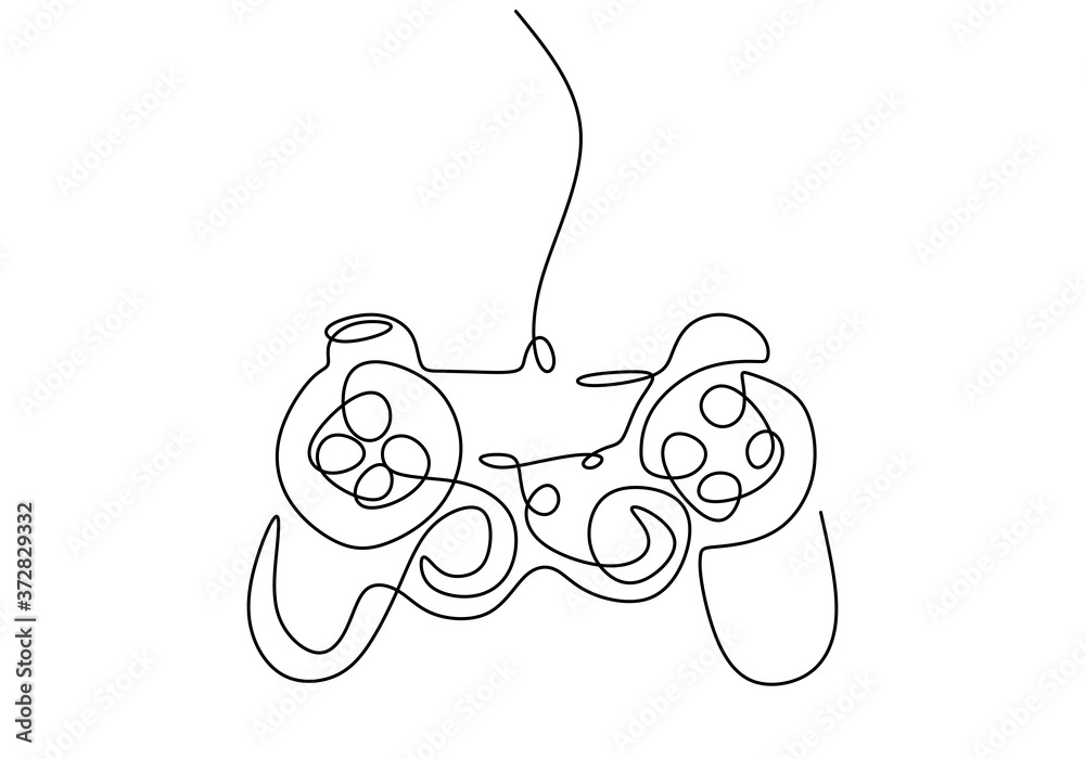 One continuous line drawing of joystick. A game stick to play the game ...