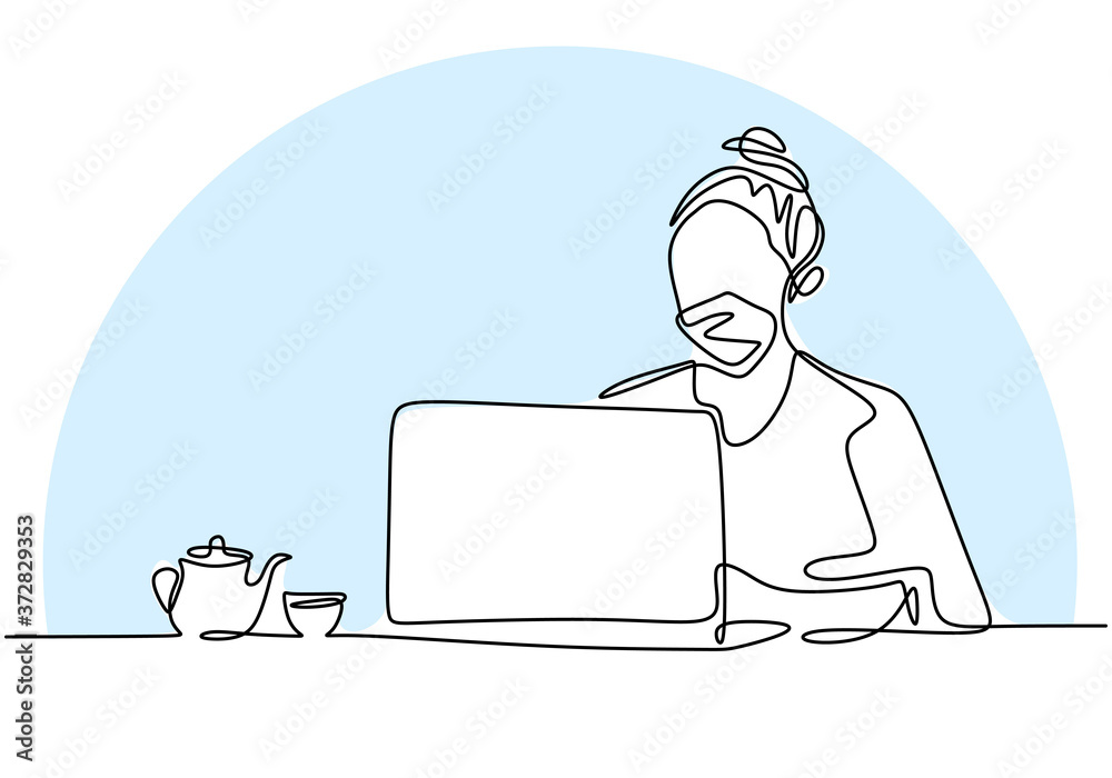 Continuous line drawing of professional young business woman on ...