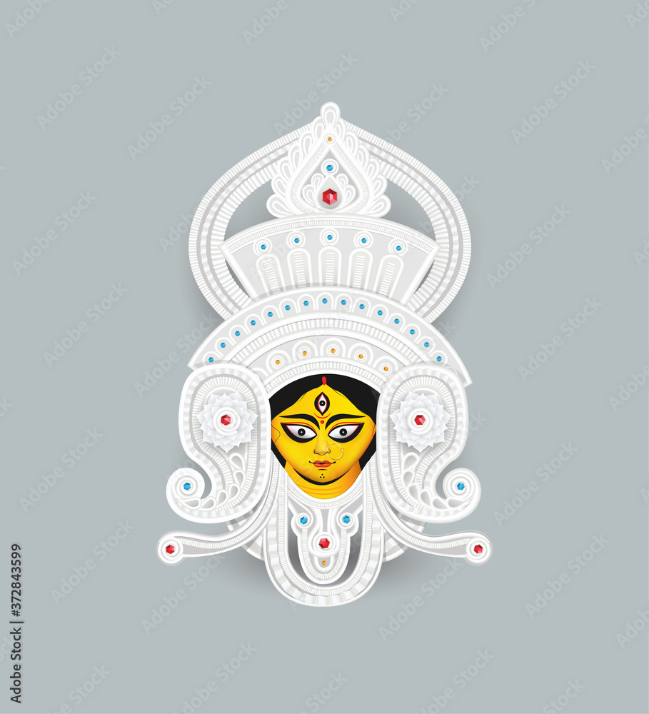 Hindu Goddess Durga Face Illustration Stock Vector | Adobe Stock