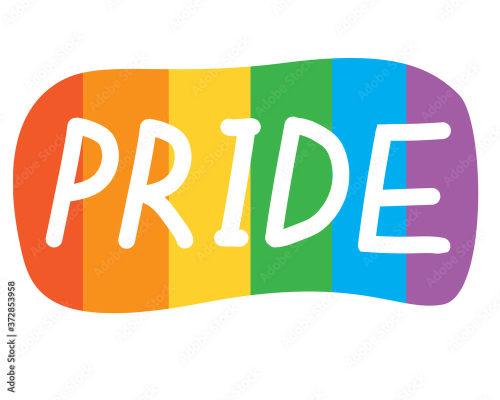 Pride text isolated on rainbow flag background as homosexual tolerance ...