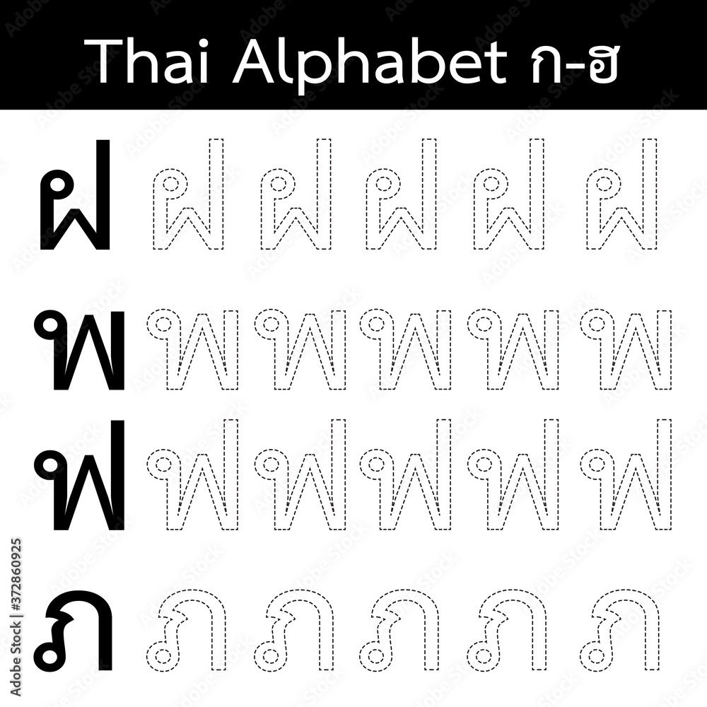 Thai alphabet letters Vector Stock Vector | Adobe Stock