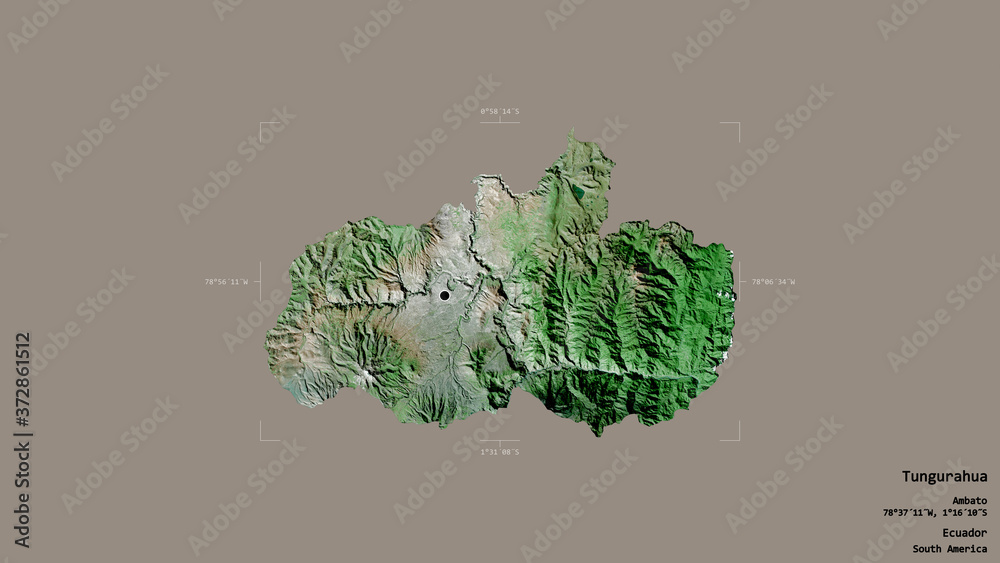 Tungurahua - Ecuador. Bounding box. Satellite Stock Illustration ...