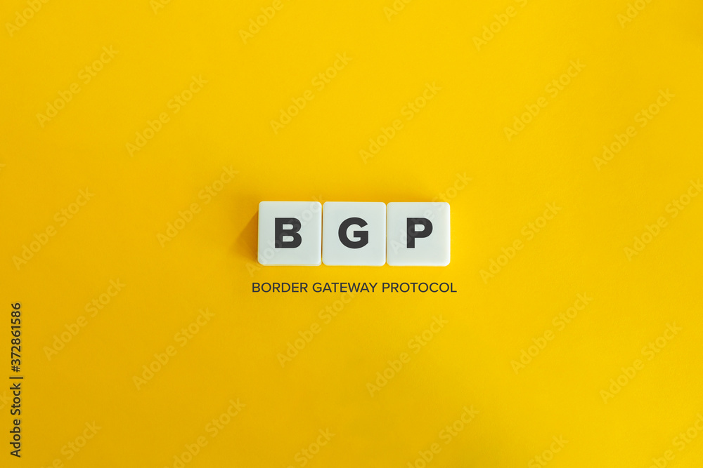 BGP (Border Gateway Protocol) banner and concept. Block letters on ...