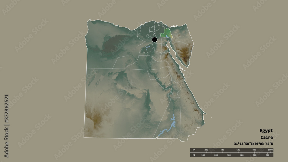 Location of Al Isma, governorate of Egypt,. Relief Stock Illustration ...