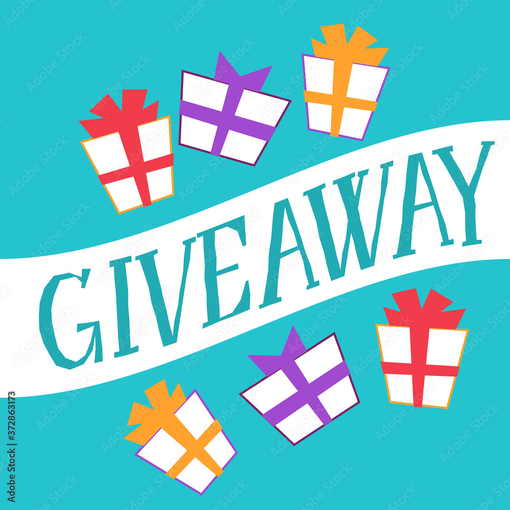Giveaway banner for social media contests special offer flat vector ...