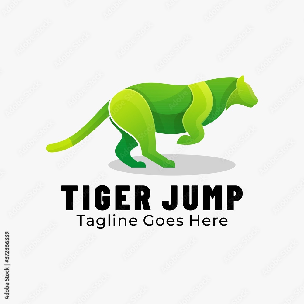 Vector Logo Illustration Tiger Jump Gradient Colorful Style. Stock ...