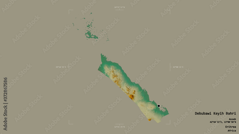 Debubawi Keyih Bahri - Eritrea. Bounding box. Relief Stock Illustration ...